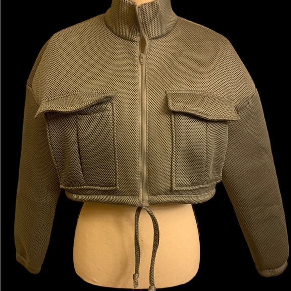 BAE ASF | Jackets & Coats | Bae Asf New Grey Polyester Zip Up Jacket ...